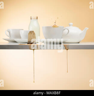 Water dripping into full bowl Stock Photo - Alamy