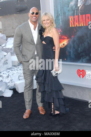 (L-R) Dwayne Johnson and Malin Akerman at the Warner Bros. Pictures ...