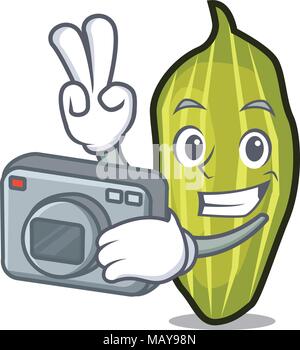 A picture of green cardamon cartoon design style keep staying healthy ...