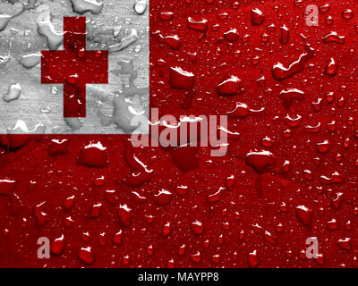 Flag of Tonga with rain drops Stock Photo - Alamy