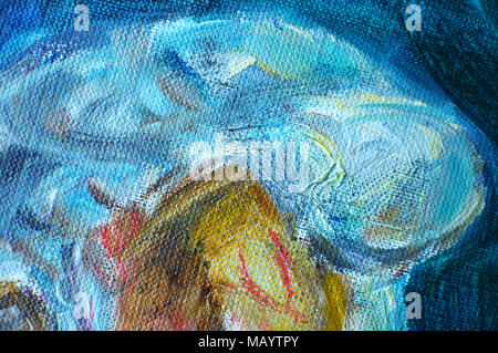 Abstract fluid art with large wave pattern in teal blue beige brown and ...