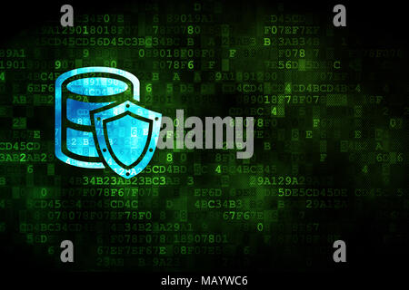 Programming concept: Database With Shield on digital background Stock ...