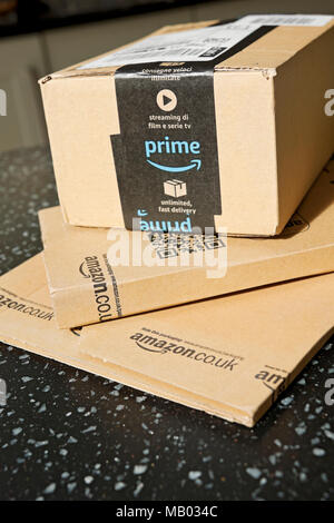 Amazon cardboard packages Stock Photo - Alamy
