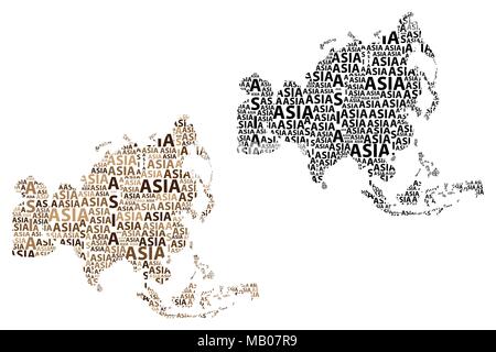 Sketch Asia letter text continent, Asia word - in the shape of the ...