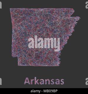 Arkansas AR state Map USA with Capital City Star at Little Rock. Black ...