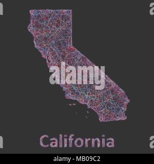 California CA state Map USA. Black outline map isolated on a white ...