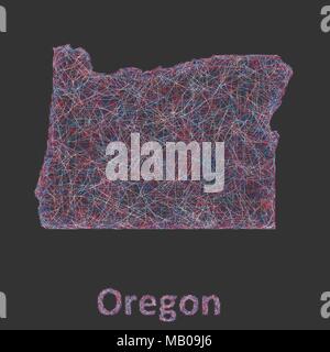 Oregon US state red outline map with the handwritten heart shape ...