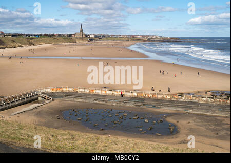 The disused outdoor tidal swimming pool at Tynemouth north east England ...