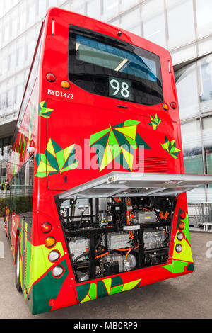 England, London, Electric Double decker Red Bus Engine Stock Photo - Alamy