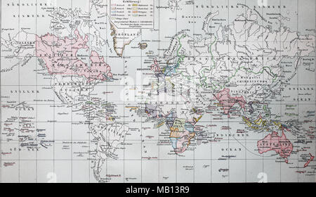 Old map of Asia from original geography textbook, 1903 Stock Photo - Alamy