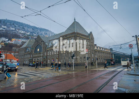 Tramway and tram, Bergen, Norway Stock Photo - Alamy