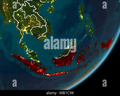 Night map of Indonesia as seen from space on planet Earth. 3D ...