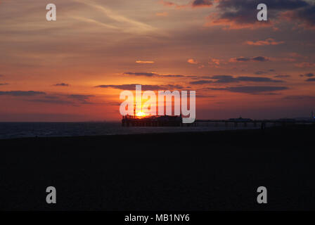Sunset over Brighton Pier or Palace Pier Stock Photo: 178903479 - Alamy
