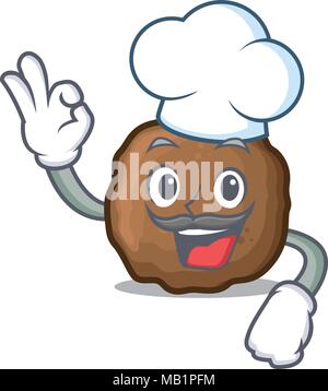 Meatball cartoon with chef hat. Mascot Character vector Stock Vector ...
