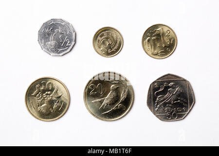 Coins from Cyprus on a white background Stock Photo - Alamy