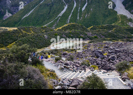 Trekking the Mueller Hut Track, Southern Alps, New Zealand Stock Photo ...