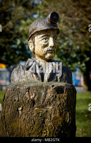 Mining history Mosley Common Village near Leigh, chainsaw sculptor Andy ...