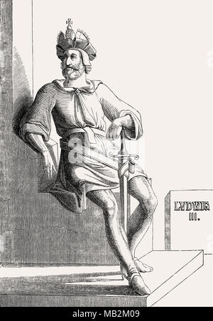 Portrait of king of East Francia Louis the German, engraving, Austria ...