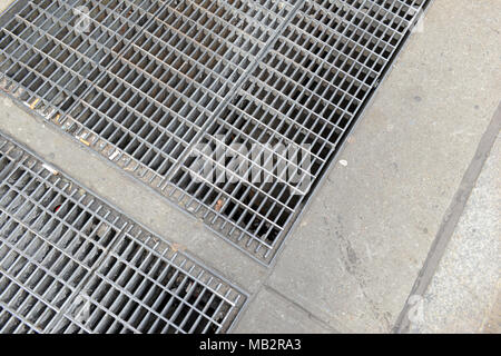 Iron Subway grates on sidewalk of Manhattan in New York City, made ...