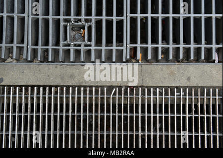 Iron Subway grates on sidewalk of Manhattan in New York City, made ...