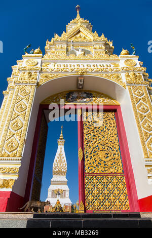 Decorated entrance gate to the Chedi of Wat Phra That Phanom, temple ...