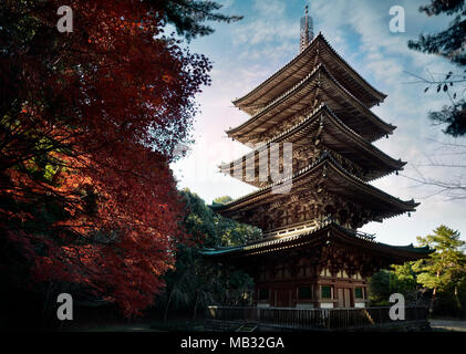 Goju-no-to pagoda (Gojunoto pagoda, Five storied pagoda) of Itsukushima Shrine, sacred Miyajima ...