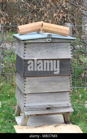 Wooden Beehives in Fields. Bee Producing Bio Honey. Beekeeping ...