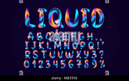 Fluid colored letter. Alphabet font of melting liquid. Design 3d sign ...