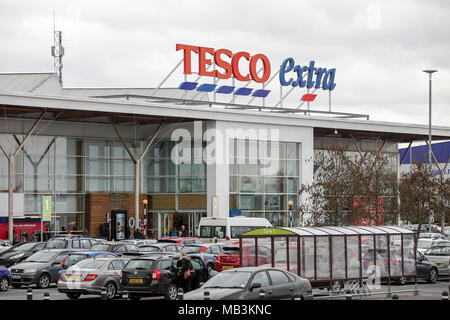 The entrance to Tesco Extra store in Cornwall, UK Stock Photo: 34448056 ...