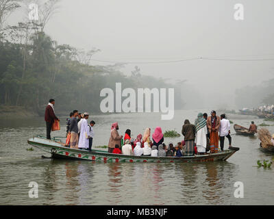 Traditional, Bangladesh boats on the bank of Jamuna the river. In the ...