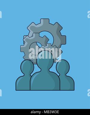 gear wheels with avatar icon over white background, line style, vector ...