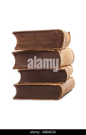 four old books stacked on white background Stock Photo - Alamy