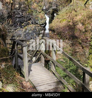 Deils caldron waterfall on River Lednock Comrie Scotland April 2018 ...