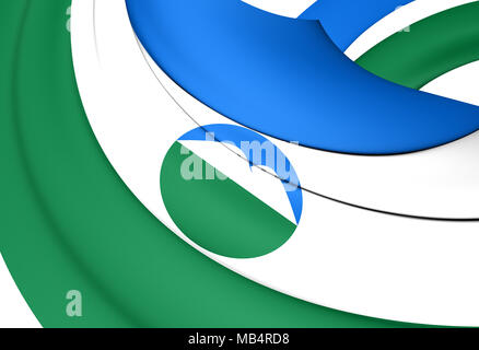 3D illustration flag of Kabardino-Balkar Republic is a region of Russia ...