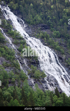 Cascade, Landscape, Norway, Telemark, Scandinavia, bridge, mountain ...
