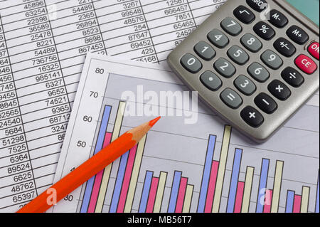 calculator and pencil laying on financial business chart Stock Photo ...