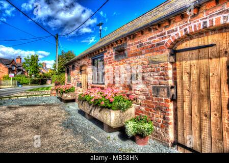 Village of Shocklach, Cheshire, England. Picturesque view of the B5069 ...