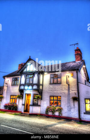 Village of Shocklach, Cheshire, England. Picturesque view of the B5069 ...