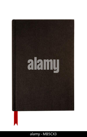 Black plain hardcover book or bible front cover red bookmark isolated ...