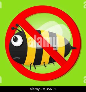 Vector illustration of No Bee or Wasp Sign on White Background Stock ...