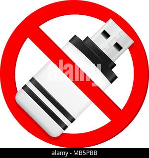 No USB pen drive sign isolated on white background. Vector illustration ...