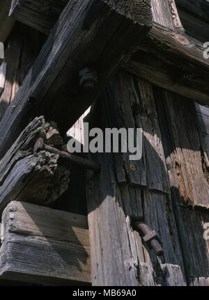 Exterior detail of a wooden tithe barn structure Stock Photo - Alamy