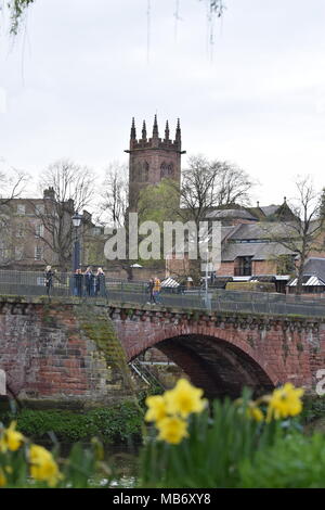 The Old Dee Bridge, Bridgegate & River Dee Weir, Chester, Cheshire ...