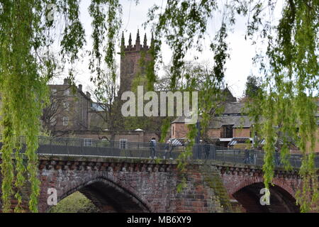 The Old Dee Bridge, Bridgegate, River Dee Weir & Salmon Leap, Chester ...