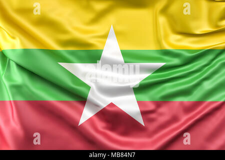 Myanmar flag - realistic waving fabric flag Stock Photo - Alamy