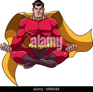 Illustration of a strong man practicing yoga with a kneeling prayer ...