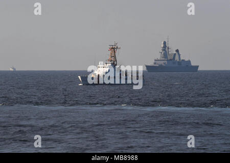 A french coast guard boat during the Tall Ships Race in St Malo ...