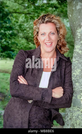 Athlete Sally Gunnell, awarded an MBE, at home in Fulking with her ...