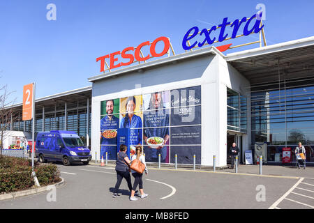 Tesco Extra entrance Stock Photo - Alamy