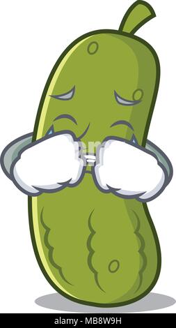 Cucumber character with crying and tears emotion, sad face, depressive ...